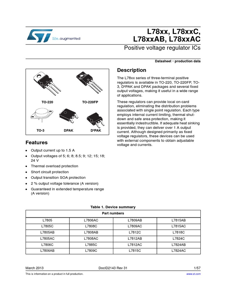 l78xx l78xxc l78xxab l78xxac St | Capacitor | Power Supply