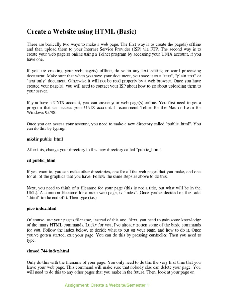 1st assignment creating website | Web Page | World Wide Web