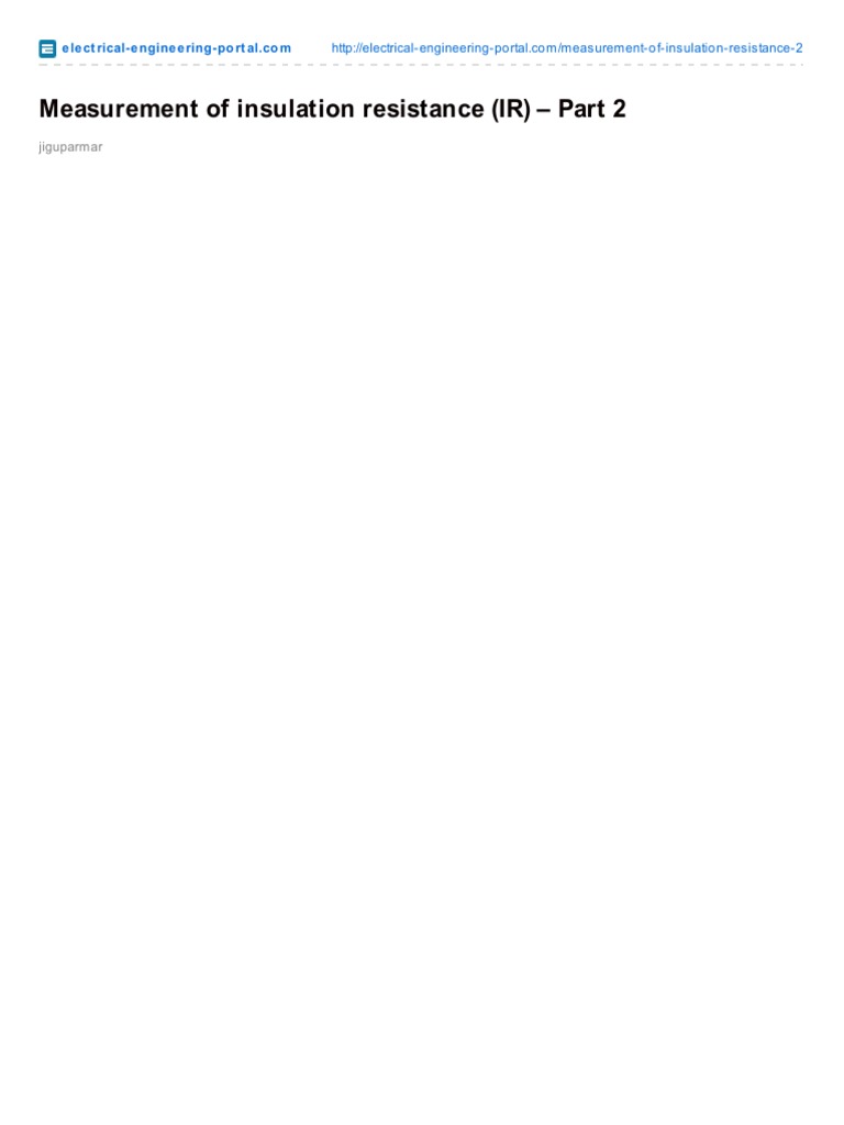 Measurement of Insulation Resistance IR Part 2 PDF | PDF