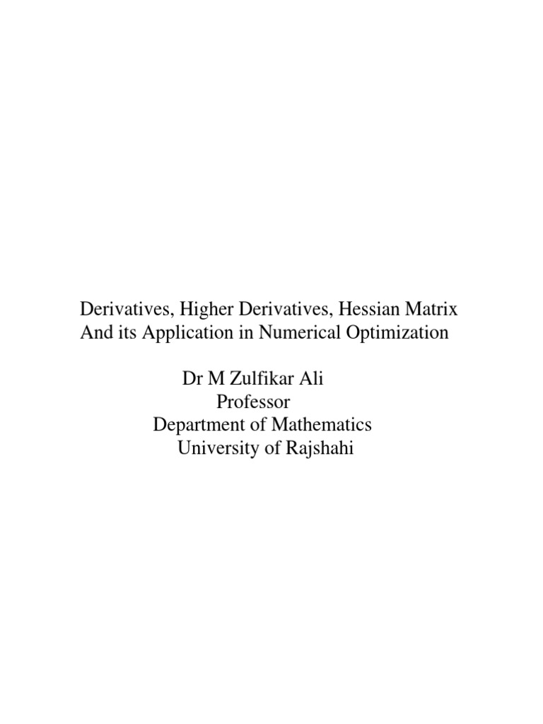 Learning Hessian Matrix PDF | PDF | Derivative | Matrix (Mathematics)