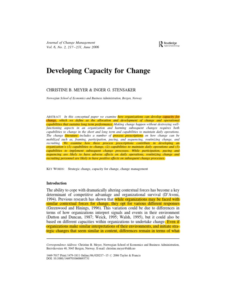 Building Organizational Change Capacity | PDF | Competence (Human ...
