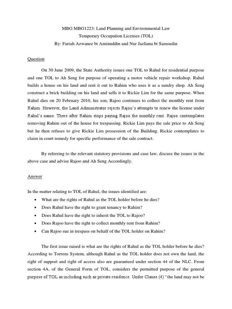 Temporary Occupation Licence | PDF | Specific Performance | Public Law