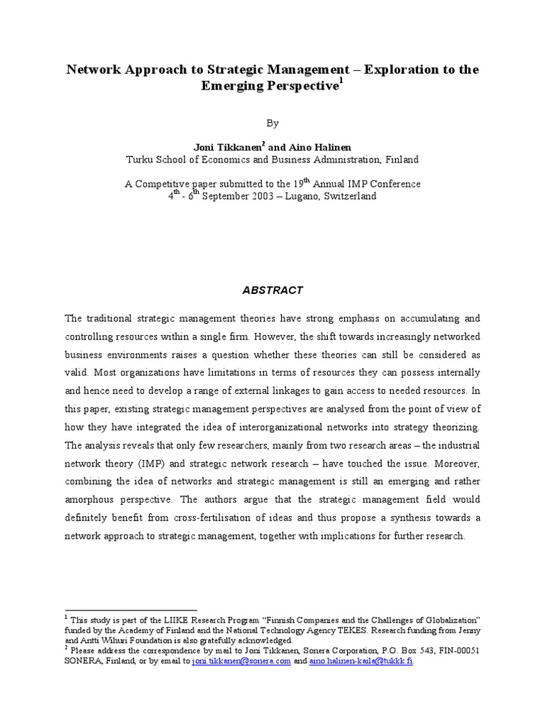 Network Theory | PDF | Strategic Management | Competence (Human Resources)