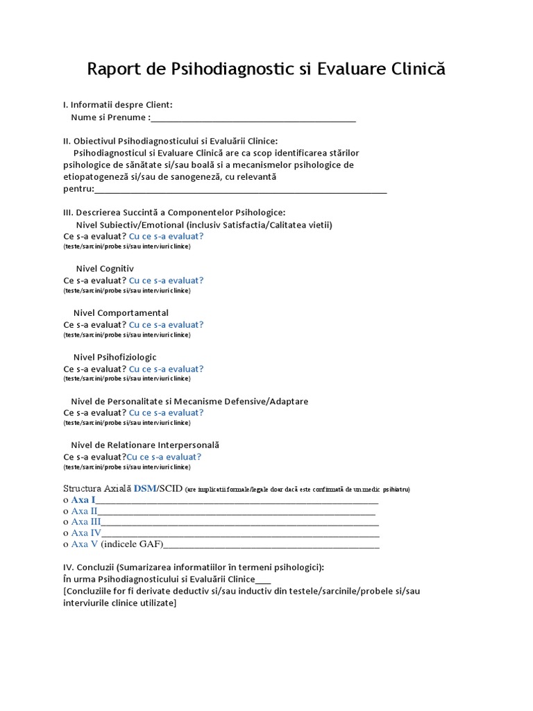 Raport Psihologic | PDF