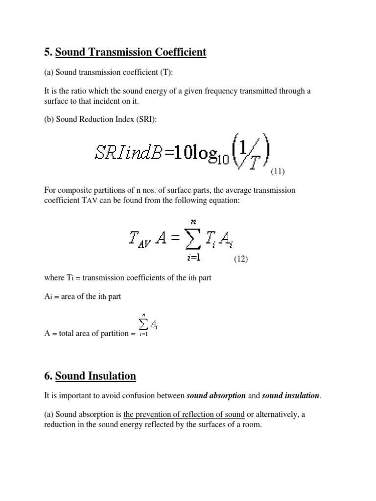 Acoustic - Sound Transmission Coefficiency | PDF | Sound | Acoustics