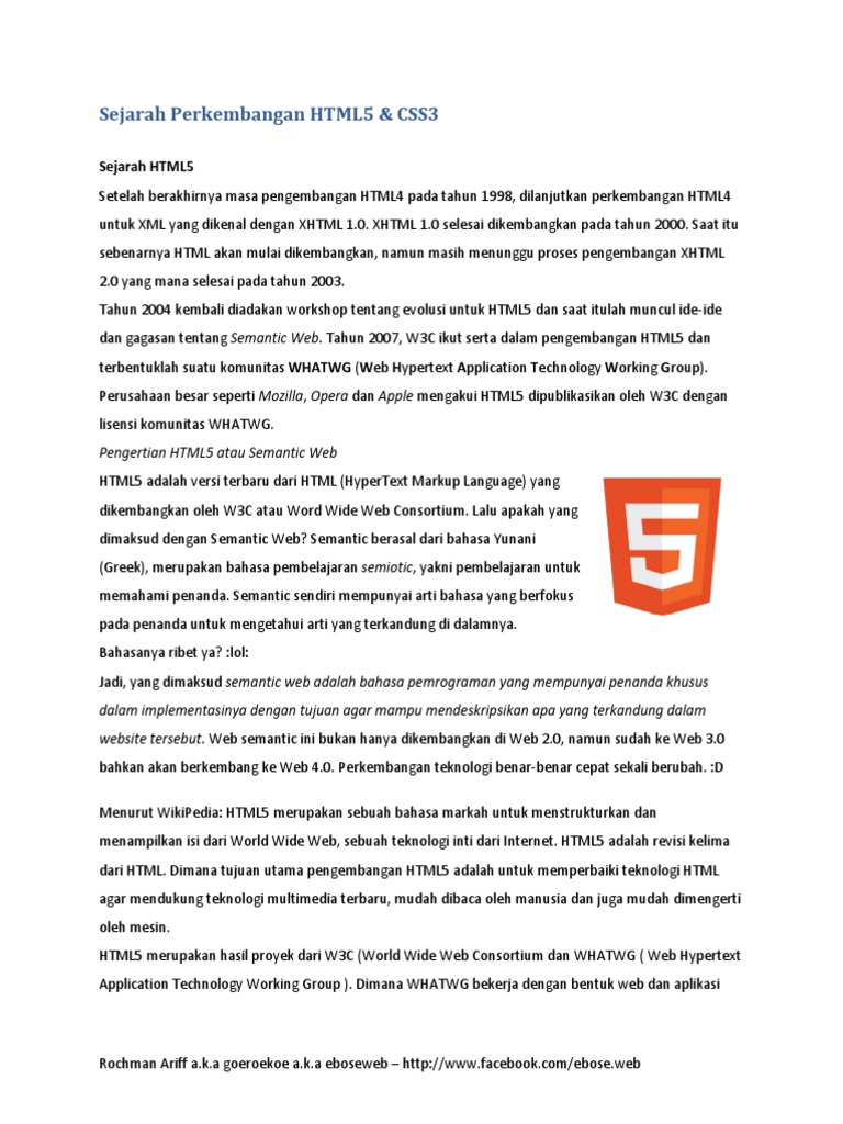 Sejarah dan Fitur HTML5 | PDF | Seni