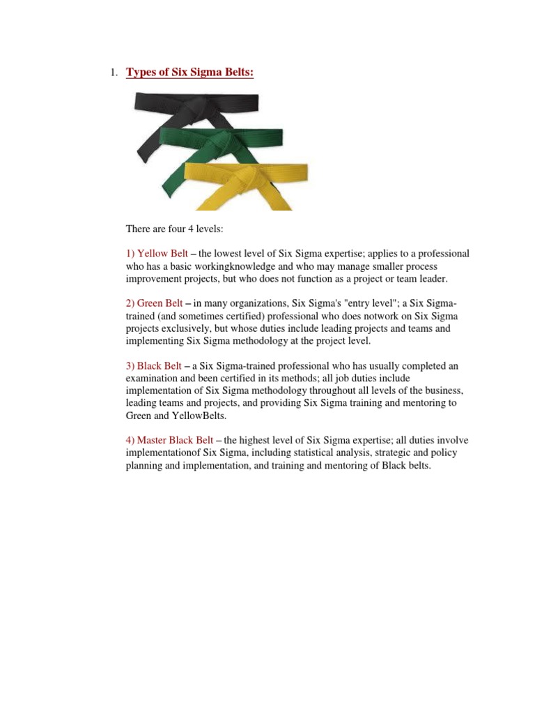 Types of Six Sigma Belts | PDF