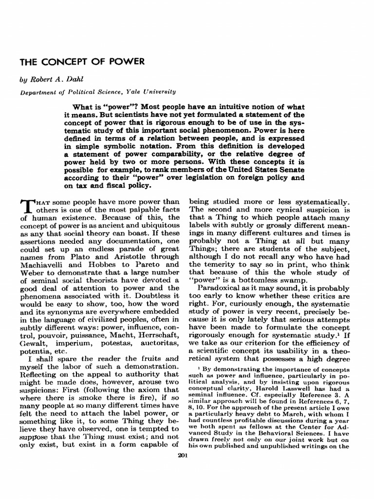 Robert Dahl: The Concept of Power | PDF | Concept | United States Senate