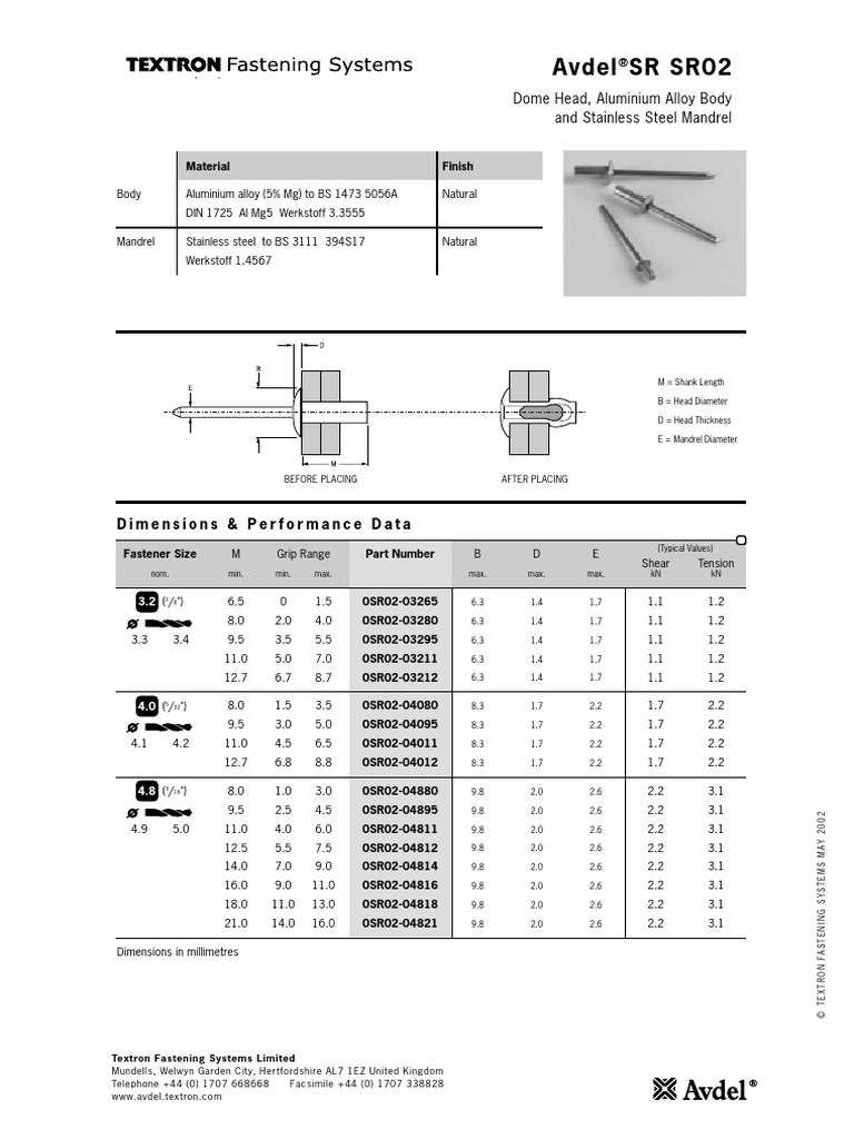 SR Rivet sr02 PDF | PDF | Aluminium | Screw