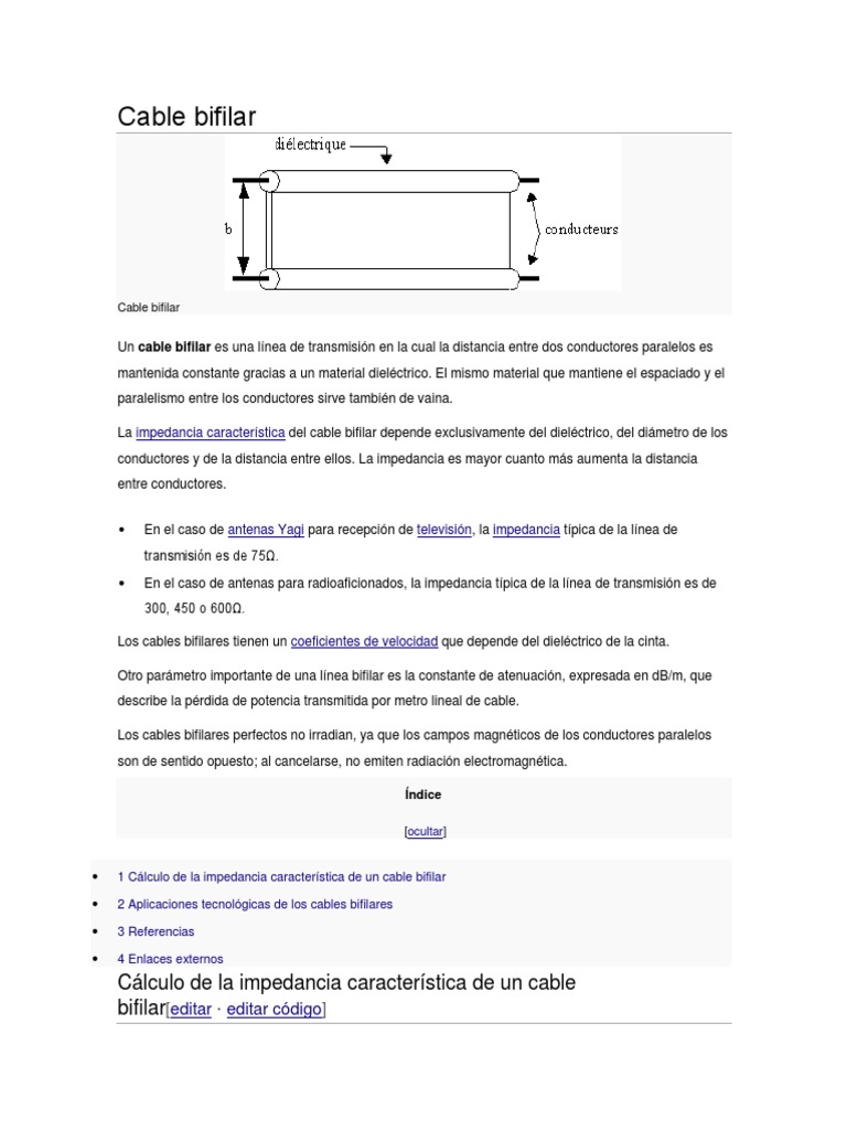 Cable Bifilar | PDF | Línea de transmisión | Radio
