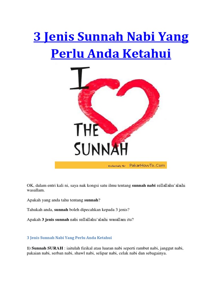 3 Jenis Sunnah Nabi Yang Perlu Anda PDF | PDF | Kajian Bahasa Asing ...