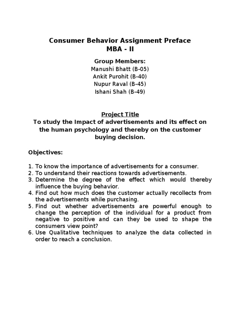 Impact of Advertisements on Consumer Behavior | PDF