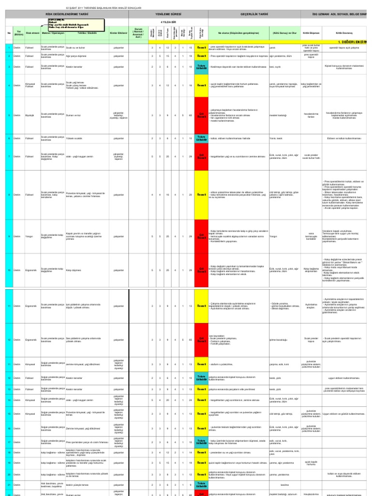 Yeni Risk Analizi Formu 2013 | PDF