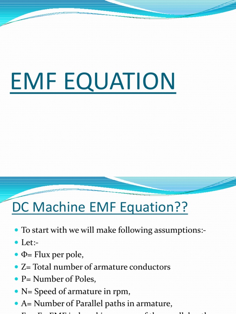 Emf Equation | PDF | Voltage | Direct Current