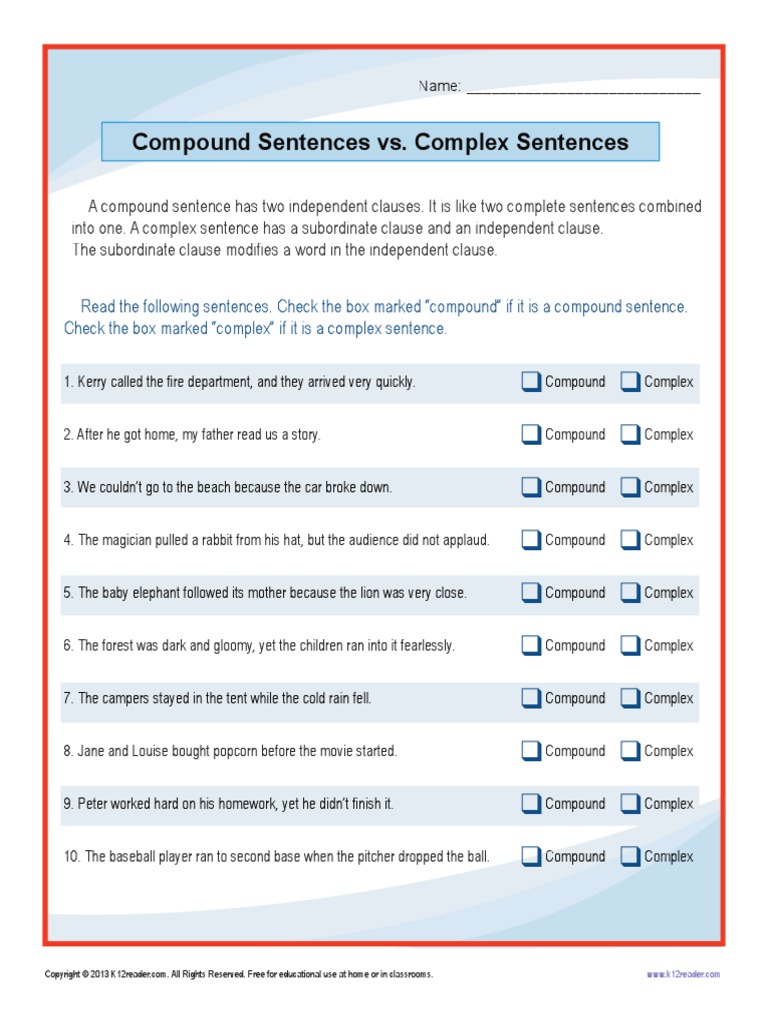 Complex and Compound Sentence | PDF | Sentence (Linguistics ...