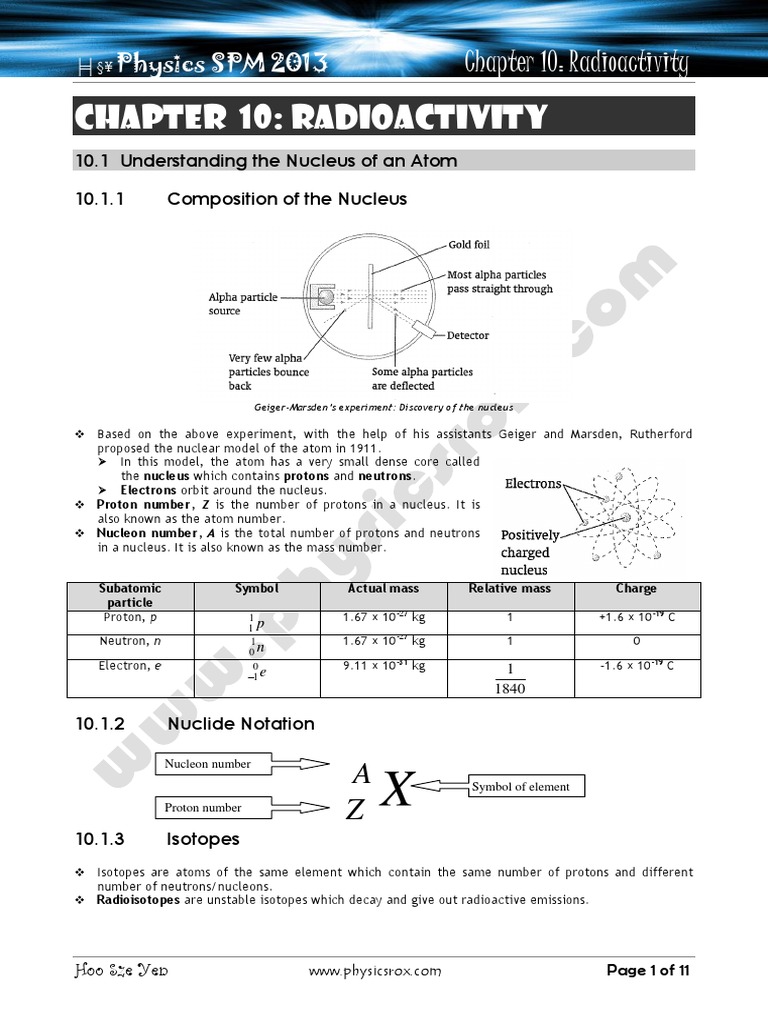 Physics Final Revision - Radioactivity 2013 PDF | PDF | Radioactive ...