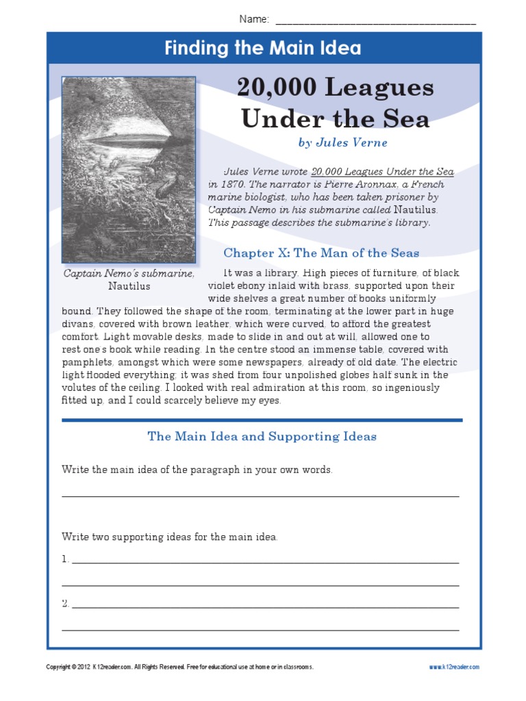 Main Idea - 20000 Leaugues Under The Sea | PDF | Twenty Thousand ...
