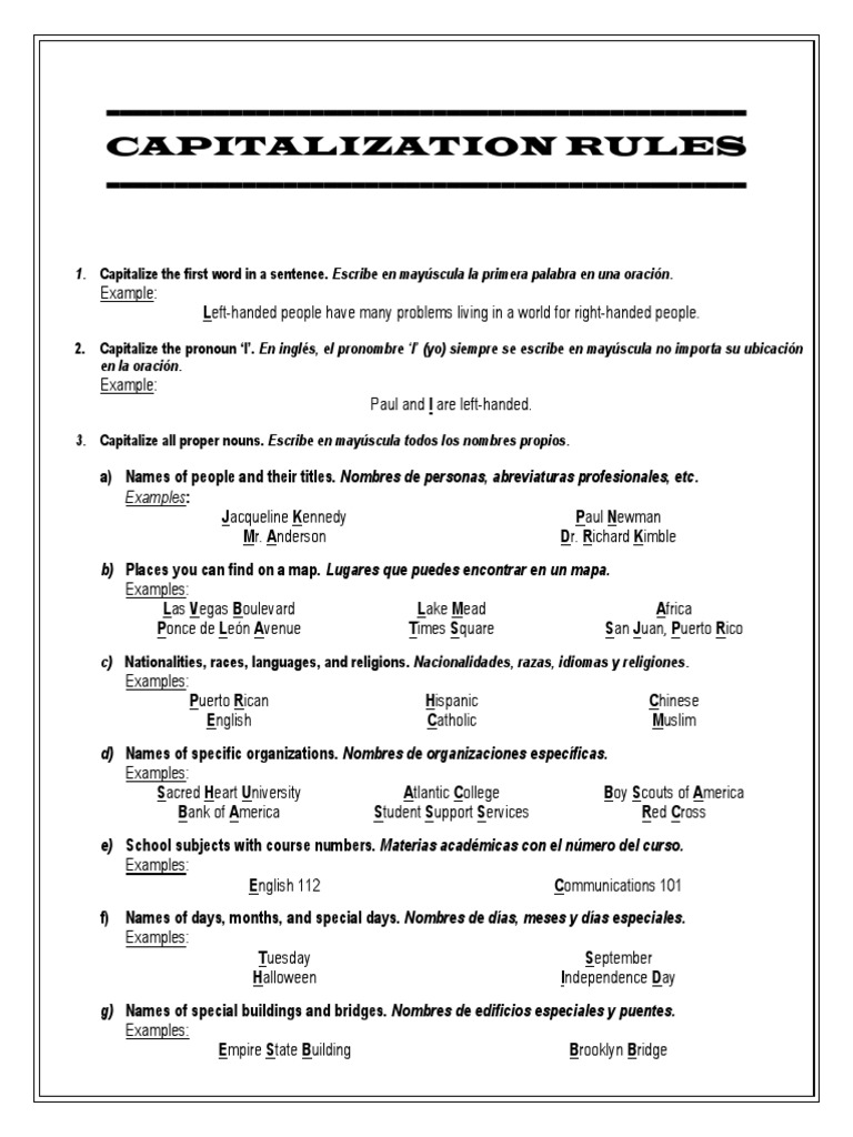 Capitalization Rules | PDF
