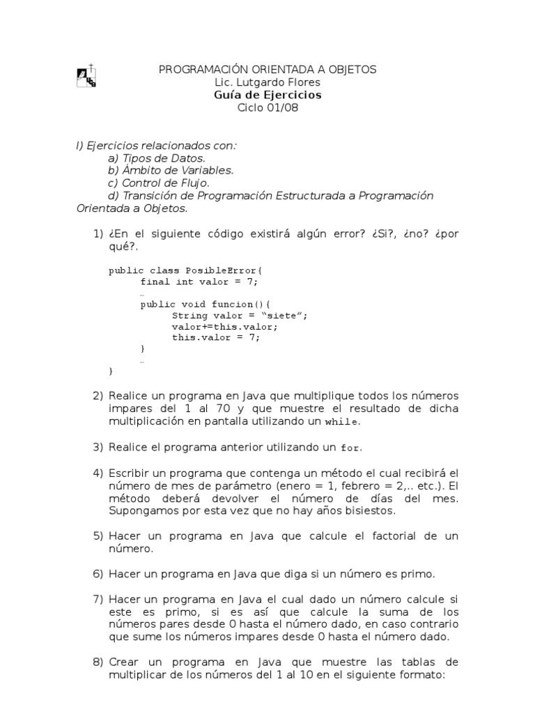 Ejercicios Simples de Java | PDF | Java (lenguaje de programación) | Programa de computadora