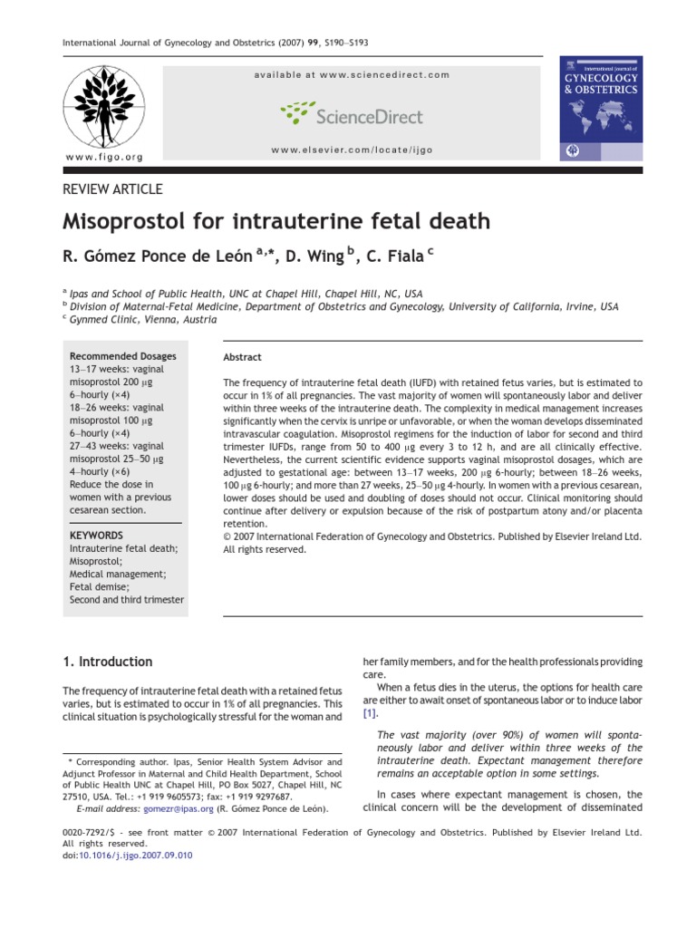 Figo Misoprostol Iufd | PDF | Childbirth | Abortion