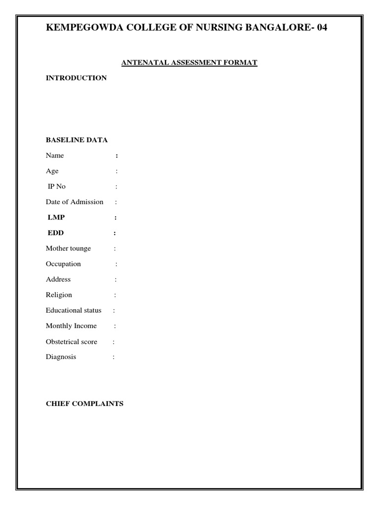ANTENATAL ASSESSMENT FORMAT.docx | Pregnancy | Abdomen