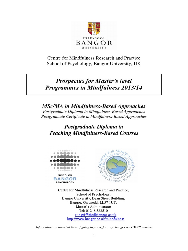 Bangor University Mindfulness Training Postgraduate Prospectus2013-14 ...