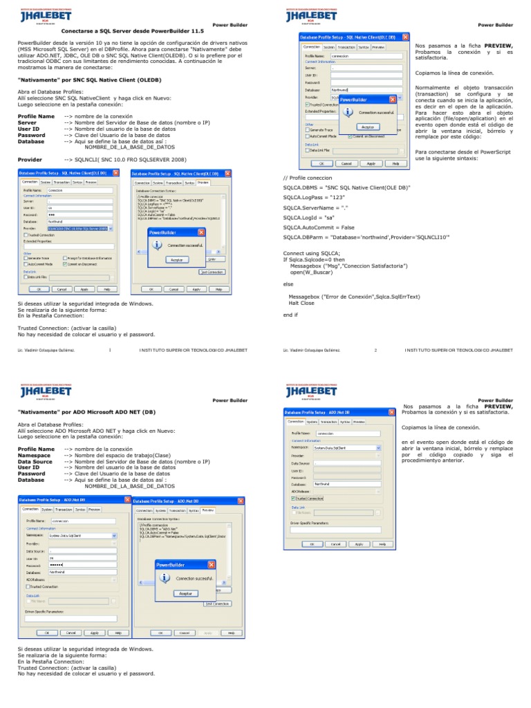 Conneccion de SQL Server Desde PowerBuilder 11.5 Jhalebet | PDF | Servidor SQL de Microsoft | Datos