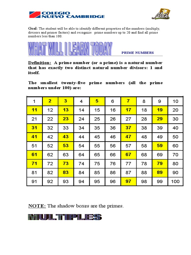 Prime Numbers Worksheet | PDF | Prime Number | Arithmetic