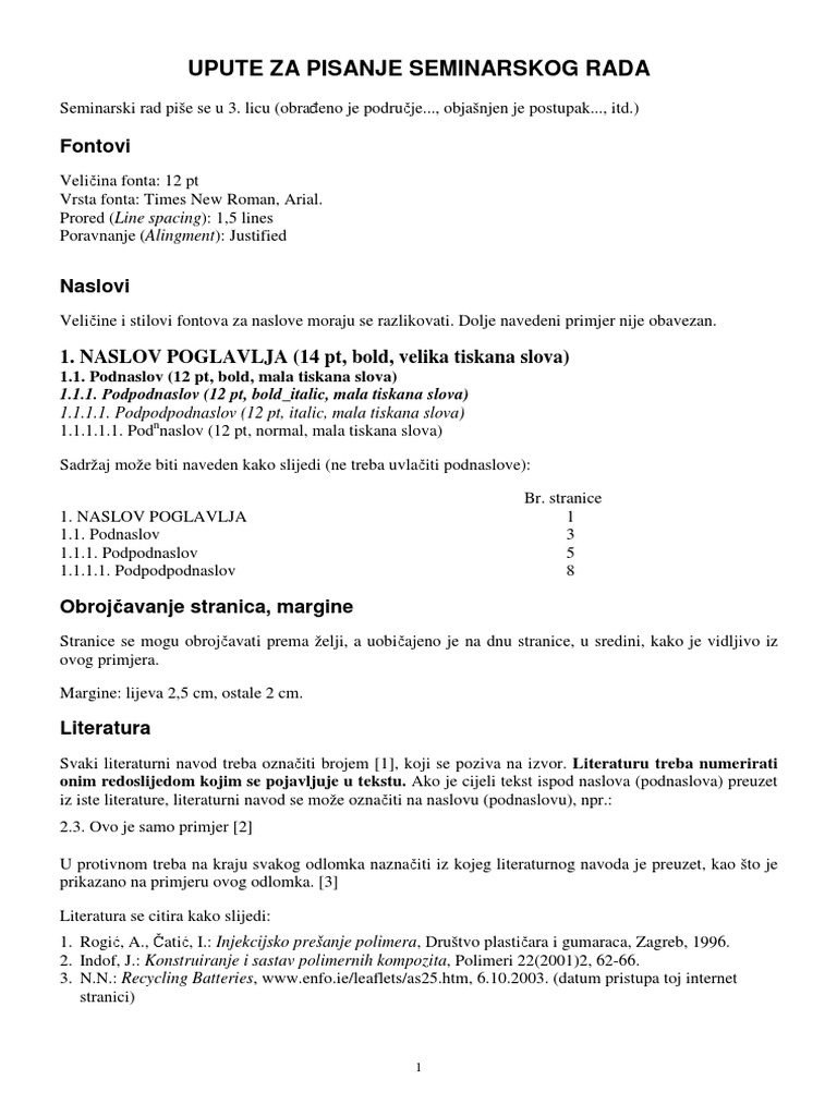 Upute Za Pisanje Seminara | PDF