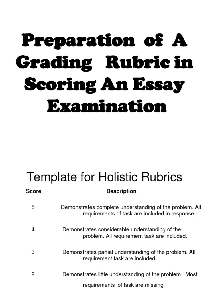 Grading Rubrics for Essay Examinations | PDF