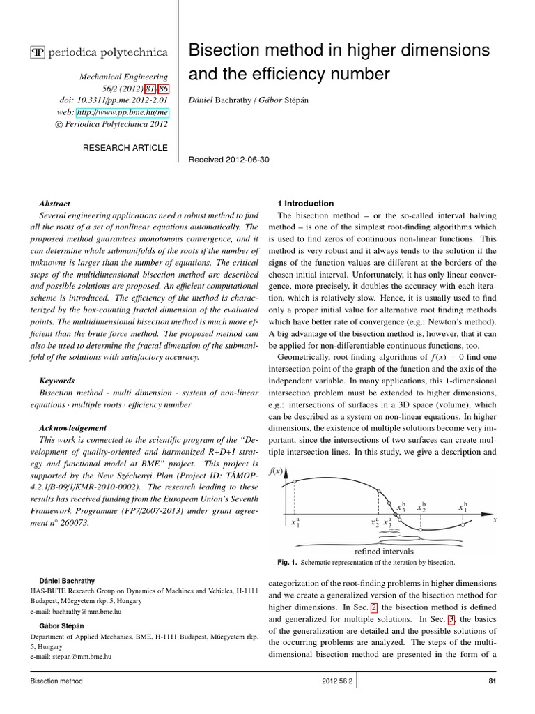 Bisection Method in Multiple Dimensions | PDF | Numerical Analysis | Equations