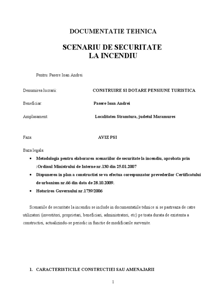 Scenariu de Securitate La Incendiu | PDF