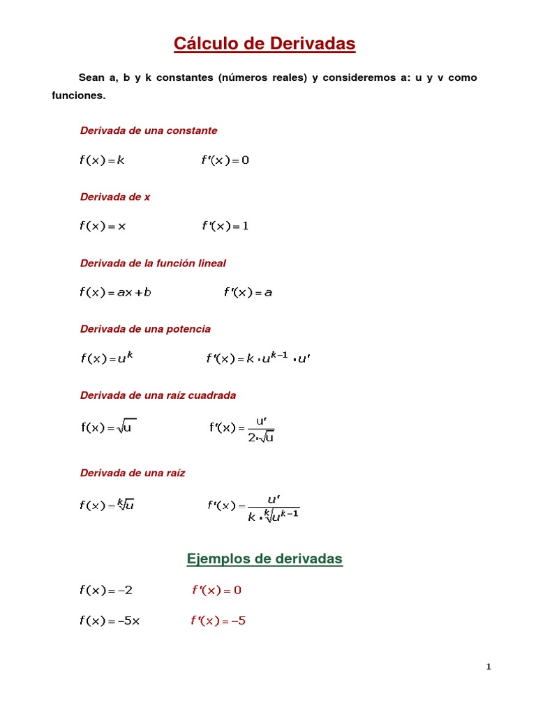 Calculo de Derivadas (Propiedades) PDF | PDF
