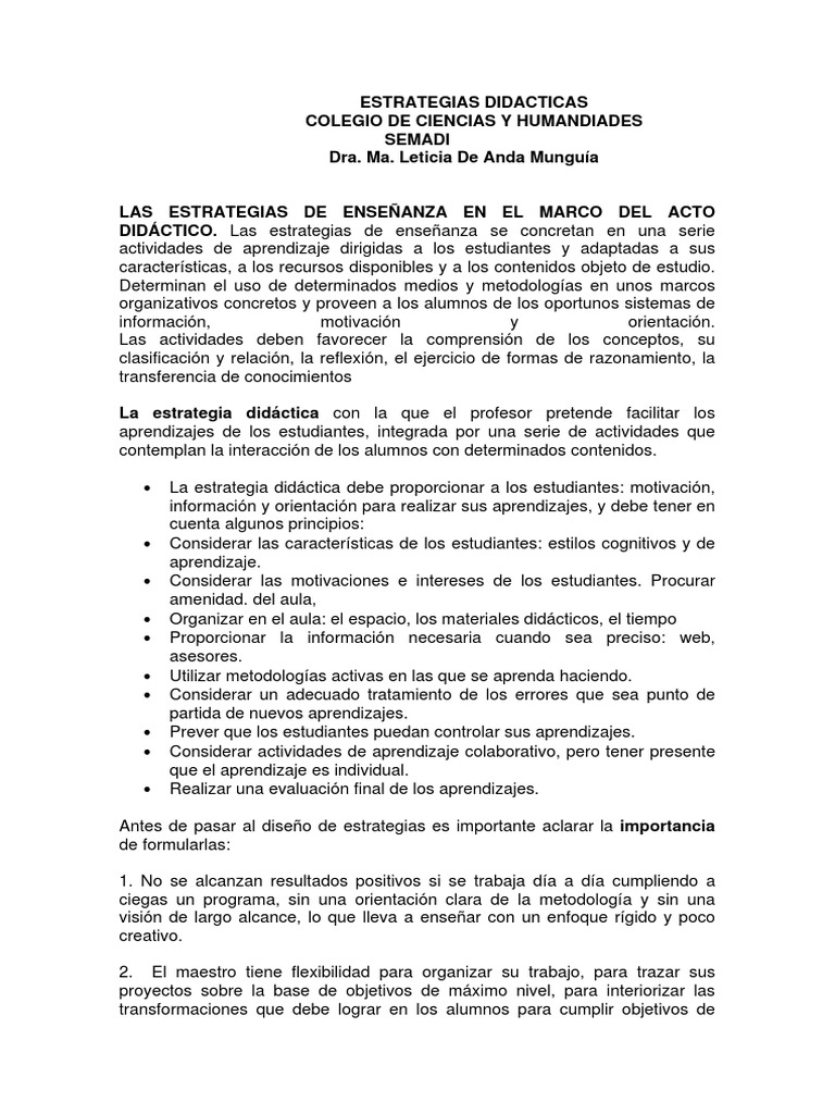 Estrategias Pdf Pdf Maestros Aprendizaje