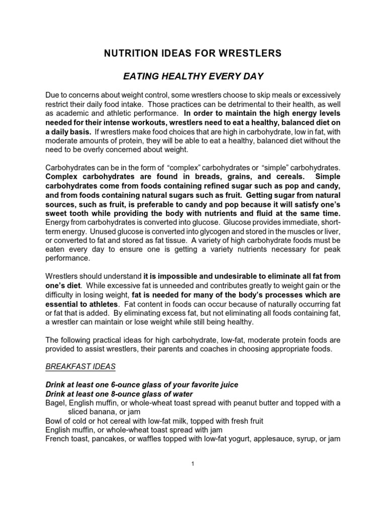 Nutrition Tips for Wrestlers | PDF | Carbohydrates | Dieting