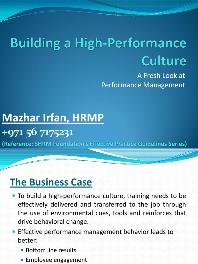 Building a High-Performance Culture