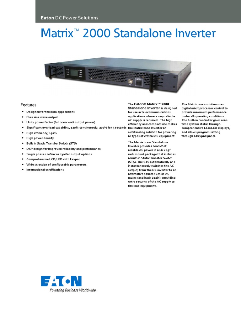 Matrix 2000 Standalone Inverter C A4size | PDF | Power Inverter ...