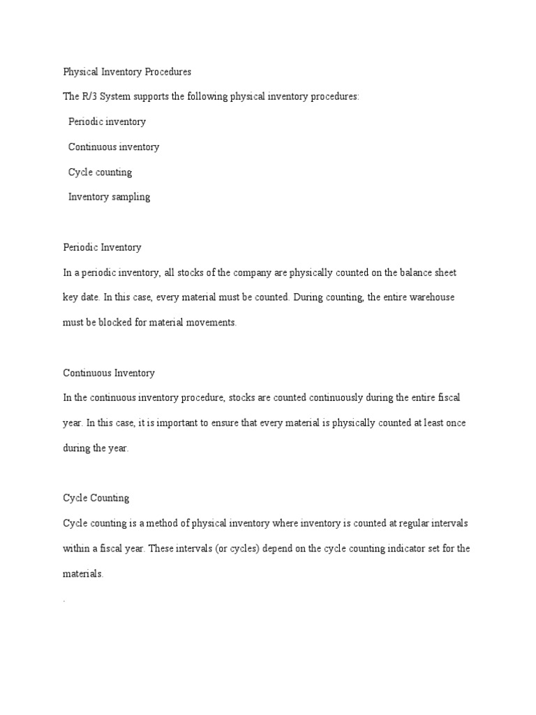 Physical Inventory Process | PDF | Inventory | Time