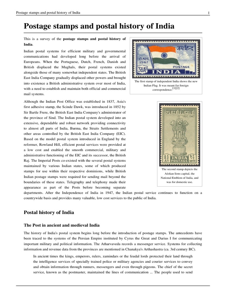 Postage Stamps and Postal History of India PDF | PDF | Postage Stamp | Mail