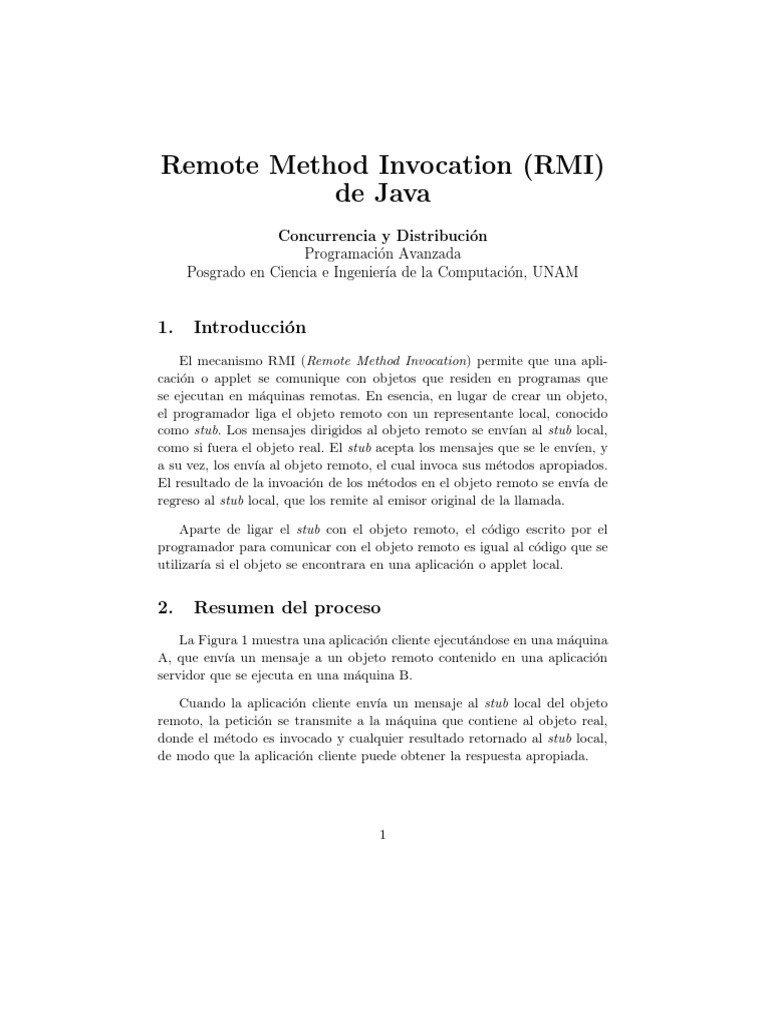 Rmi | PDF | Java (lenguaje de programación) | Objeto (informática)