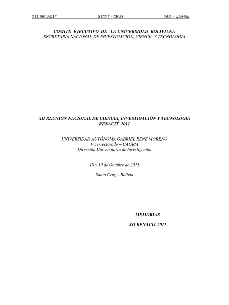Memorias Xii Renacit | PDF | Universidad | Bolivia