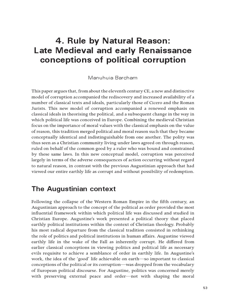Political Corruption in Medieval Thought | PDF | Reason | Thomas Aquinas