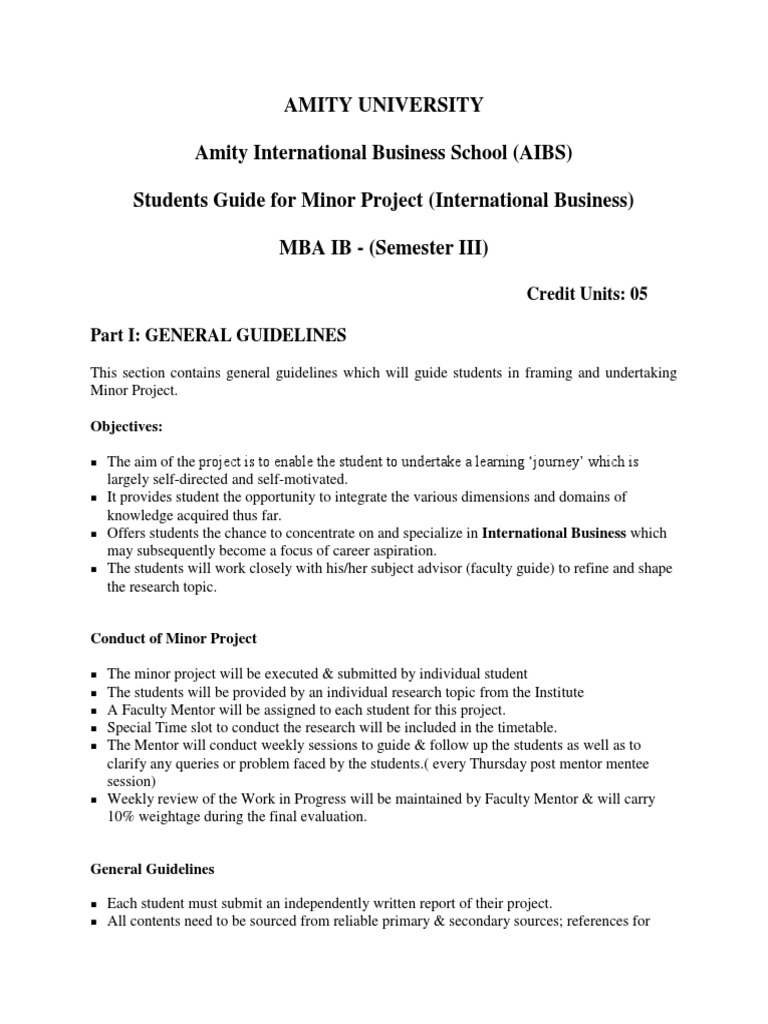 AMITY UNIVERSITY Minor Project, Batch 2013 | PDF | Citation | Mentorship