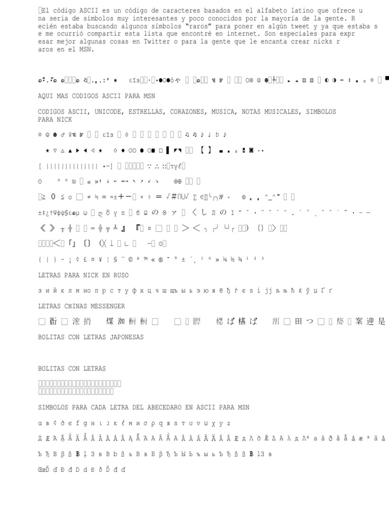 Codigo Ascii Face | PDF | Artes del Lenguaje y Comunicación