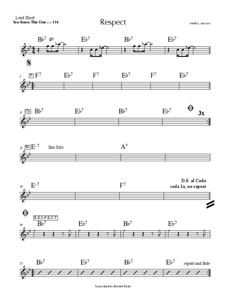 Respect (BB) Lead Sheet | PDF | Musical Compositions | Elements Of Music
