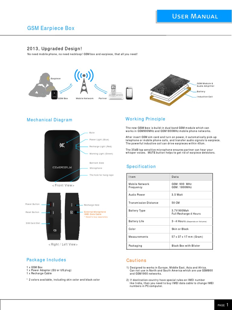 GSM Earpiece Box Overview and Usage | PDF | Home & Garden | Technology ...