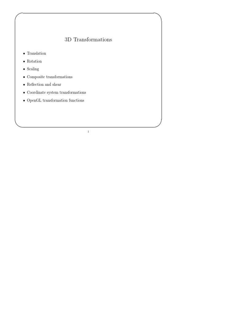 3D Transformations Guide | PDF | Cartesian Coordinate System | 2 D ...