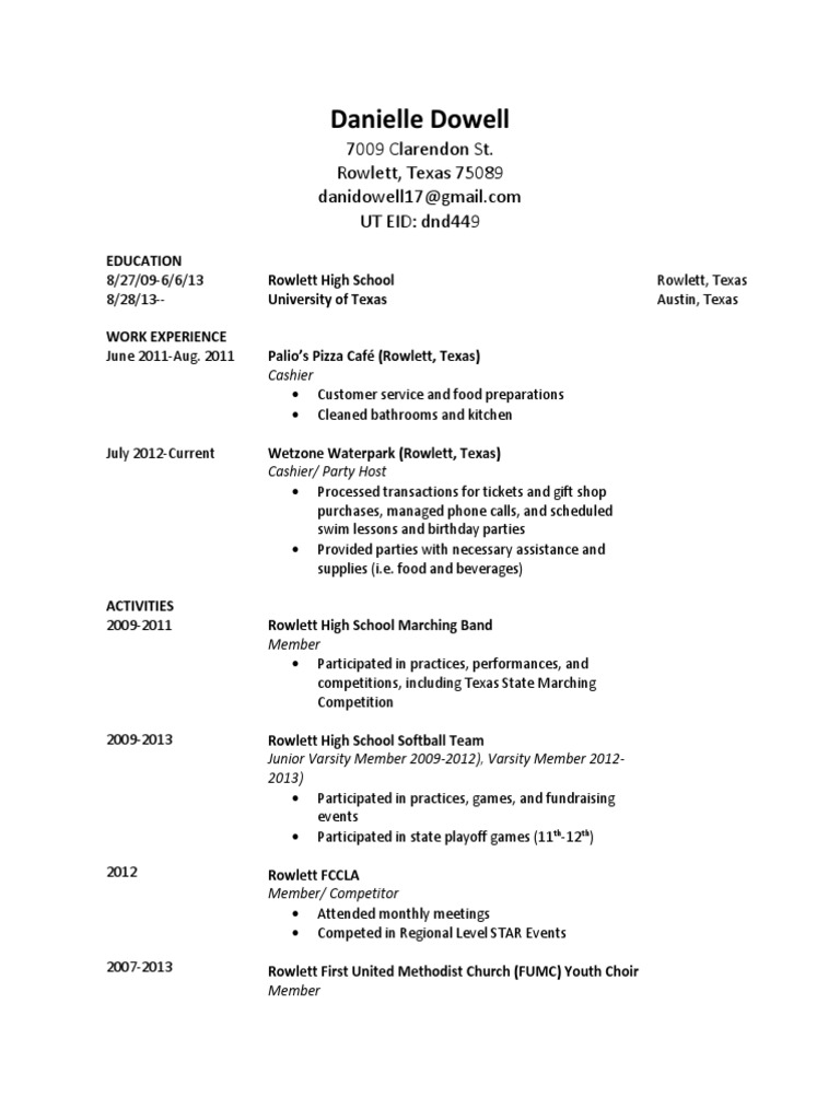 Danielle Dowell's Resume Overview | PDF
