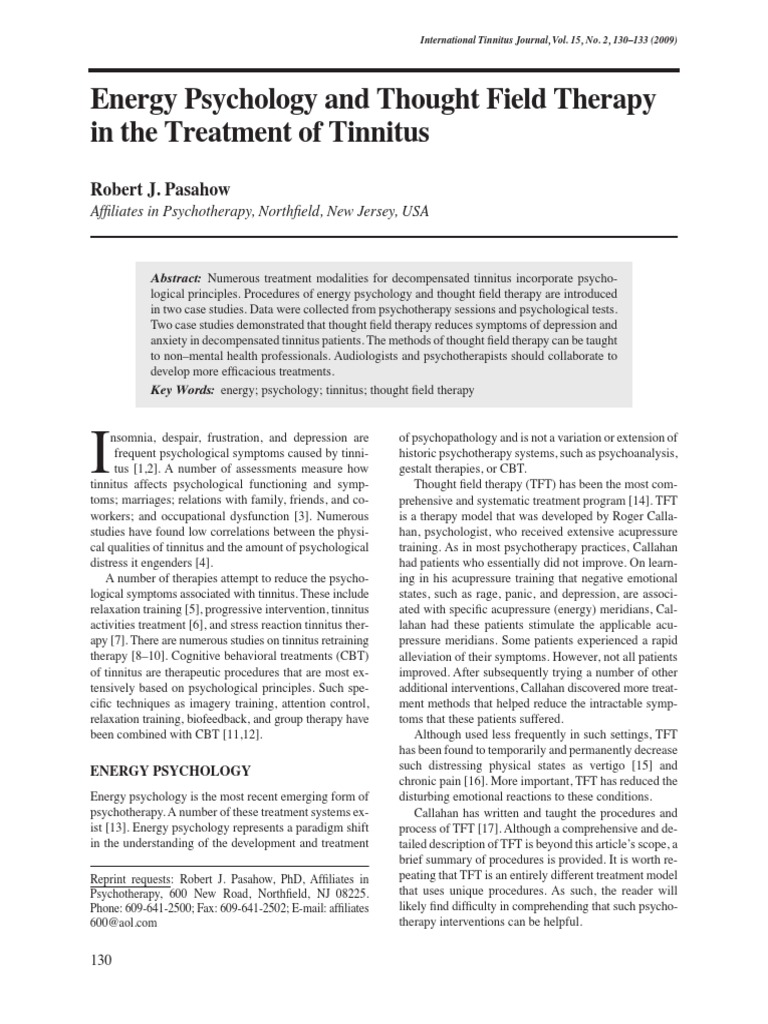 TFT Tinnitus | PDF | Cognitive Behavioral Therapy | Psychotherapy