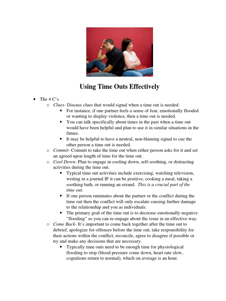 Time Out Worksheet For Couples PDF | PDF | Psychiatry | Cognition